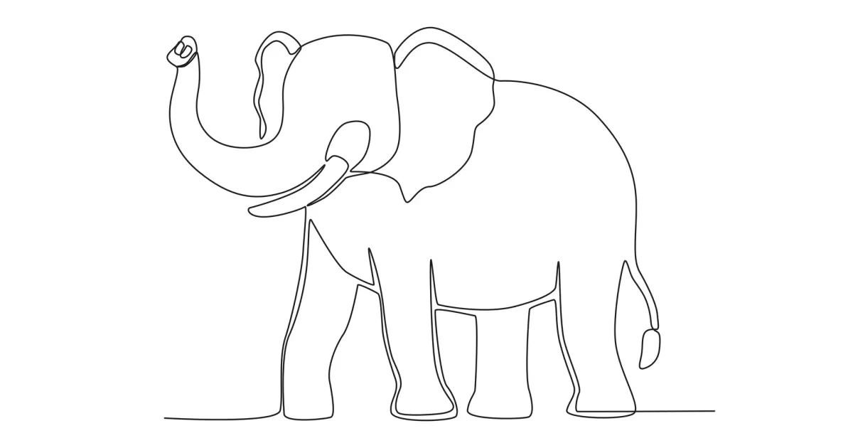"Minimalist Elephant Art: A One-Line Study of Iconic Wildlife Figures ...