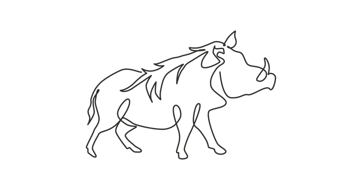 "One Line Warthog Drawing: Depicting a Tough and Resilient Animal with ...